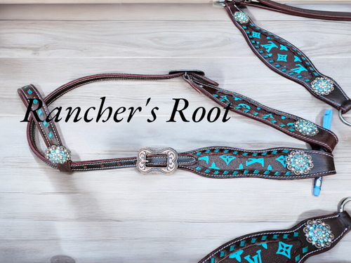 Western Leather Tack Set | Turquoise Gladiator Tack Set For Horse | eBay
