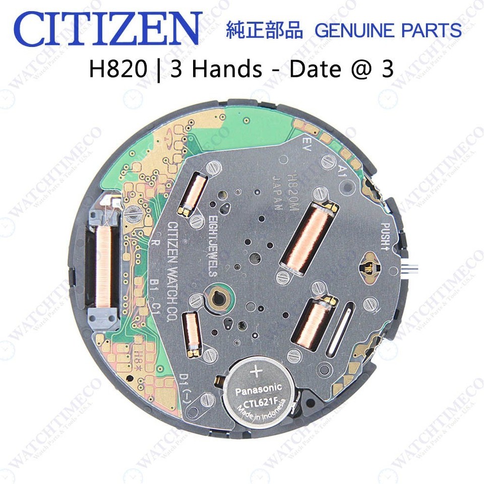 Genuine Citizen H820 Watch Movement Eco-Drive 3 Hands, Date at 3 Solar ...