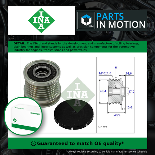 Overrunning Alternator Pulley fits VW POLO 6V5, Mk3 1.7D 1.9D 95 to 02 ...