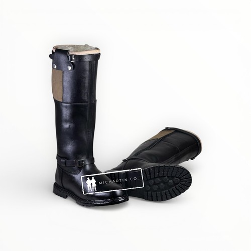 WW2 GERMAN LUFTWAFFE FLIGHT BOOTS, BLACK LEATHER BOOT WITH RUBBER SOLE ...