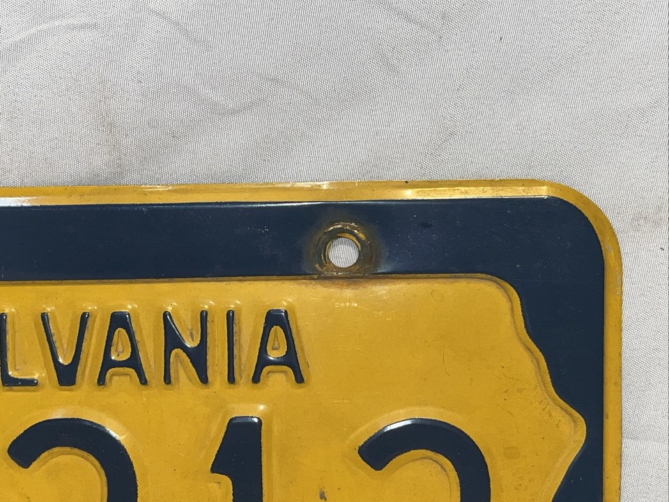 PA Handicapped HP License Plate 1970 Registration Vintage Aluminum Tag ...