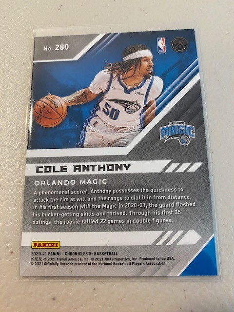 2020-21 Panini Chronicles #280 Cole Anthony XR: Orlando Magic Rookie RC ...