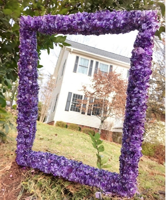 20"x24" Amethyst Wall Mirror Frame Handmade Natural Gemstone Mirror ...