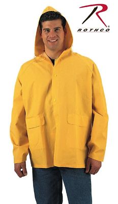 NEW PVC Rain Jacket Yellow PVC Raincoat W Drawstring Hood XL 48-50 ...