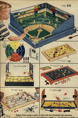 1955 PAPER AD COLOR Electro Magnetic Baseball Game Ice Hockey Football ...