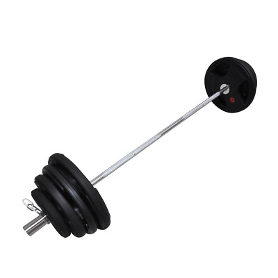 Total 77kg - 180cm Olympic Barbell Weight Set - Rubber Coated Weight ...