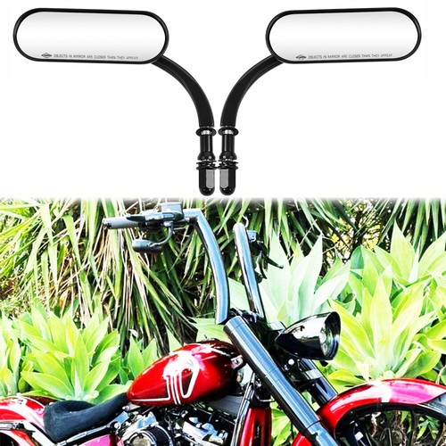 2x Black Motorcycle Oval Rear View Side Mirrors For Harley Davidson CVO ...