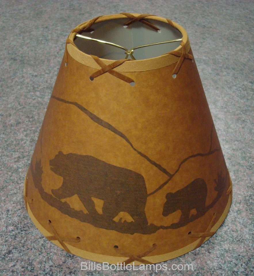 Rustic "Bulb Clip" BEAR Scene Table Desk Light LAMP SHADE Cottage Cabin ...