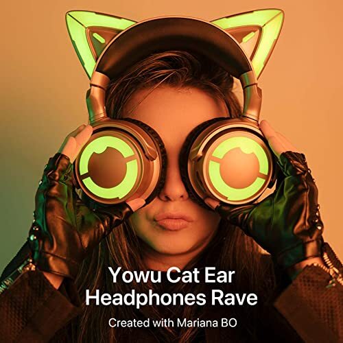 RGB Cat Ear Headphone Upgraded Wireless & Wired Gaming Headset with ...