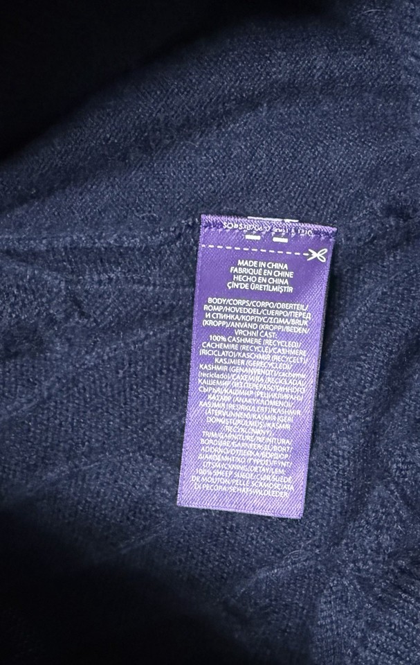 Ralph Lauren Purple Label Cashmere Cable Knit Wide Leg Pants Navy Women ...