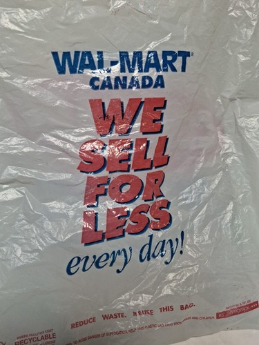 Vintage 2000 Wal-mart CANADA Bag Plastic "We Sell for Less every day!" Gray | eBay