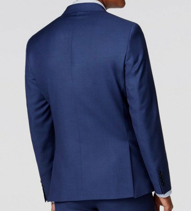 $451 Calvin Klein Men's Blue X Slim-Fit Wool Sport Coat Suit Jacket ...