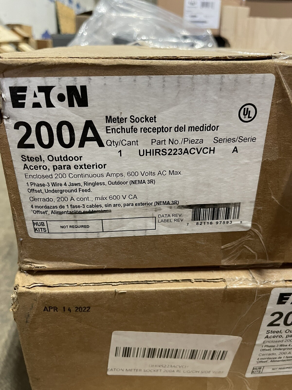 Eaton UHIRS223ACVCH 200 Amp Ringless Meter Socket New!!! | eBay