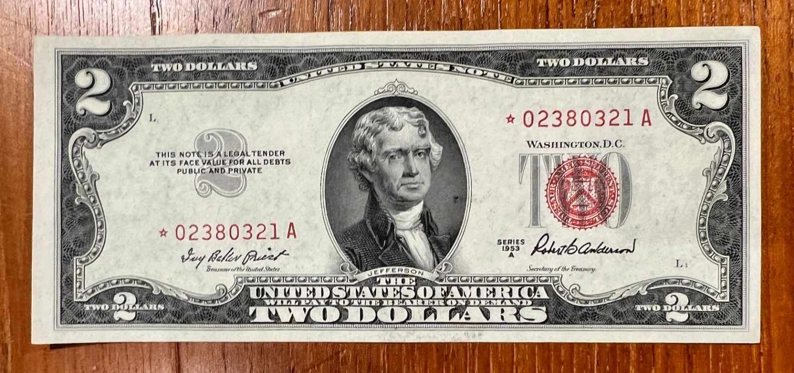 1953A $2 Red STAR United States Note Crisp Uncirculated 2 Dollar Bill ...