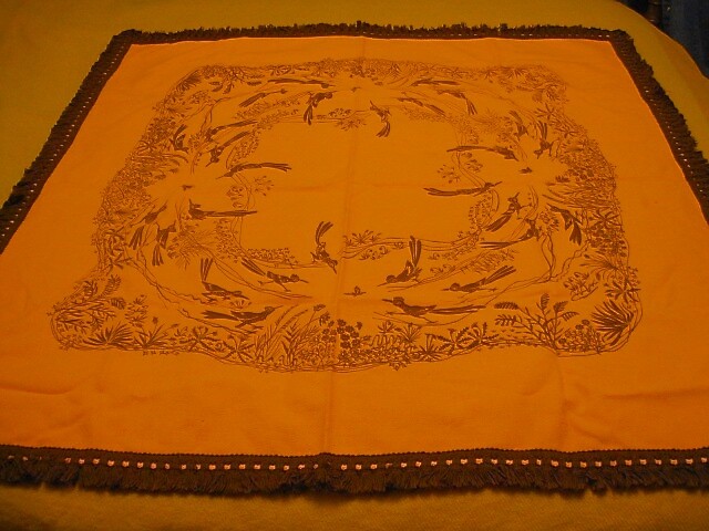 VTG HARWOOD STEIGER TABLECLOTH MCM ROADRUNNER CACTUS BURNT ORANGE ...