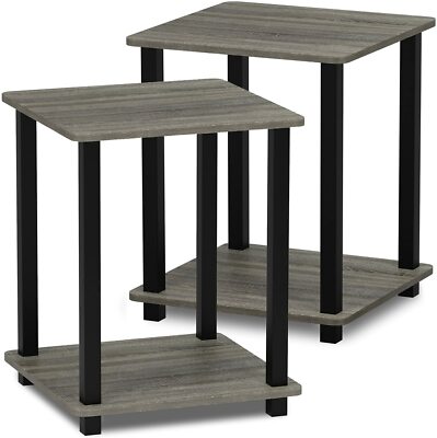 End Table Set of Two Gray Oak Black Modern Design Living Room Family ...