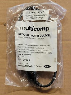 Lot of 2 MultiComp Ground Loop Isolators #555-8492 3.5mm Male to Female ...