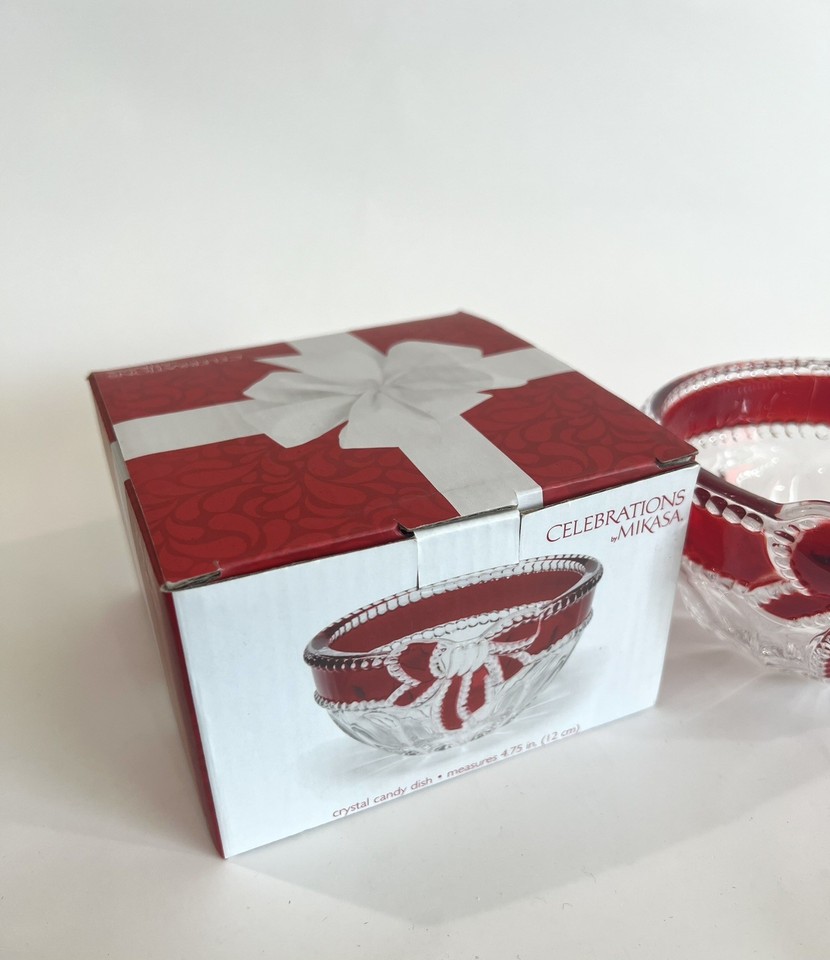 Mikasa Celebrations Ruby Red Ribbon Crystal Candy Dish Size: 4.75 ...