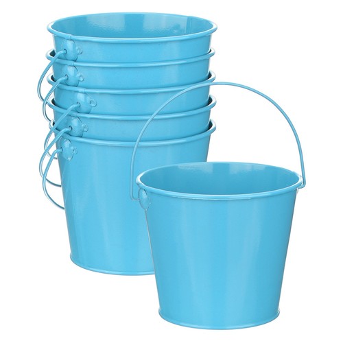 6-Pack Small Metal Bucket with Handle, 12x10cm Galvanized Buckets[Blue ...