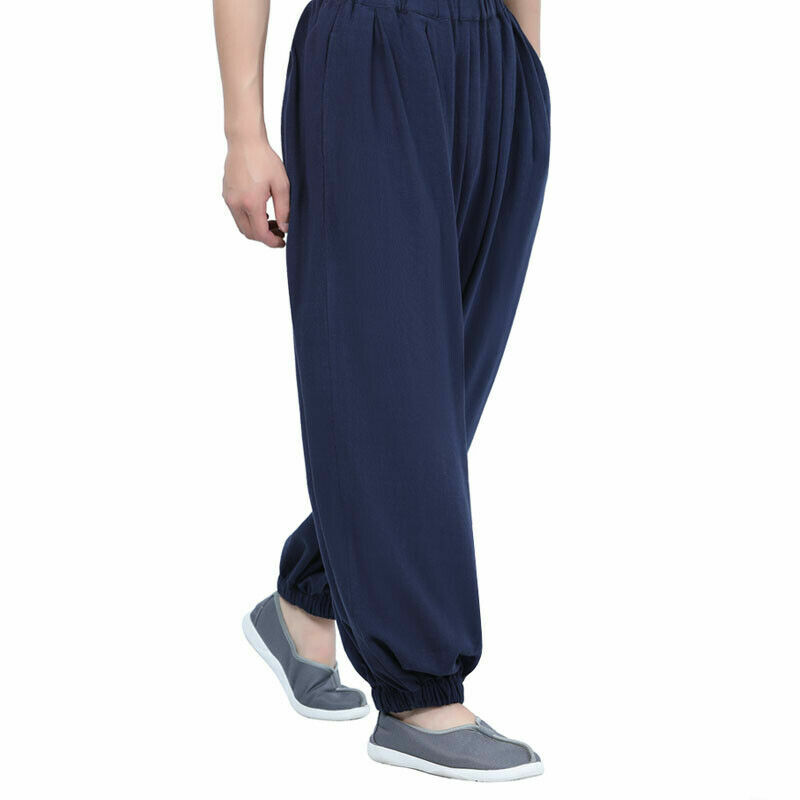 Mens Kung Fu Martial Arts Shaolin Wing Chun Harem Bottoms Trousers ...
