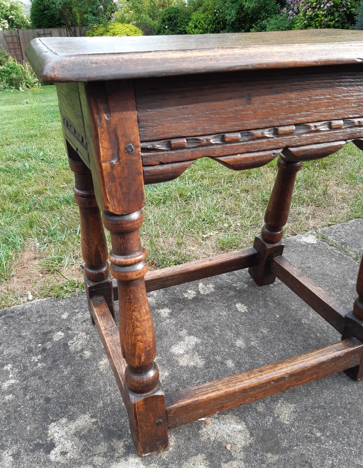 Antique Solid Oak Joint "Coffin" Stool / Side Table - Good Patina C ...