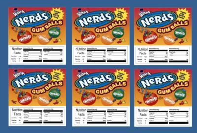 6 PRODUCT VENDING MACHINE CANDY STICKERS LABELS with NUTRITION NERD ...