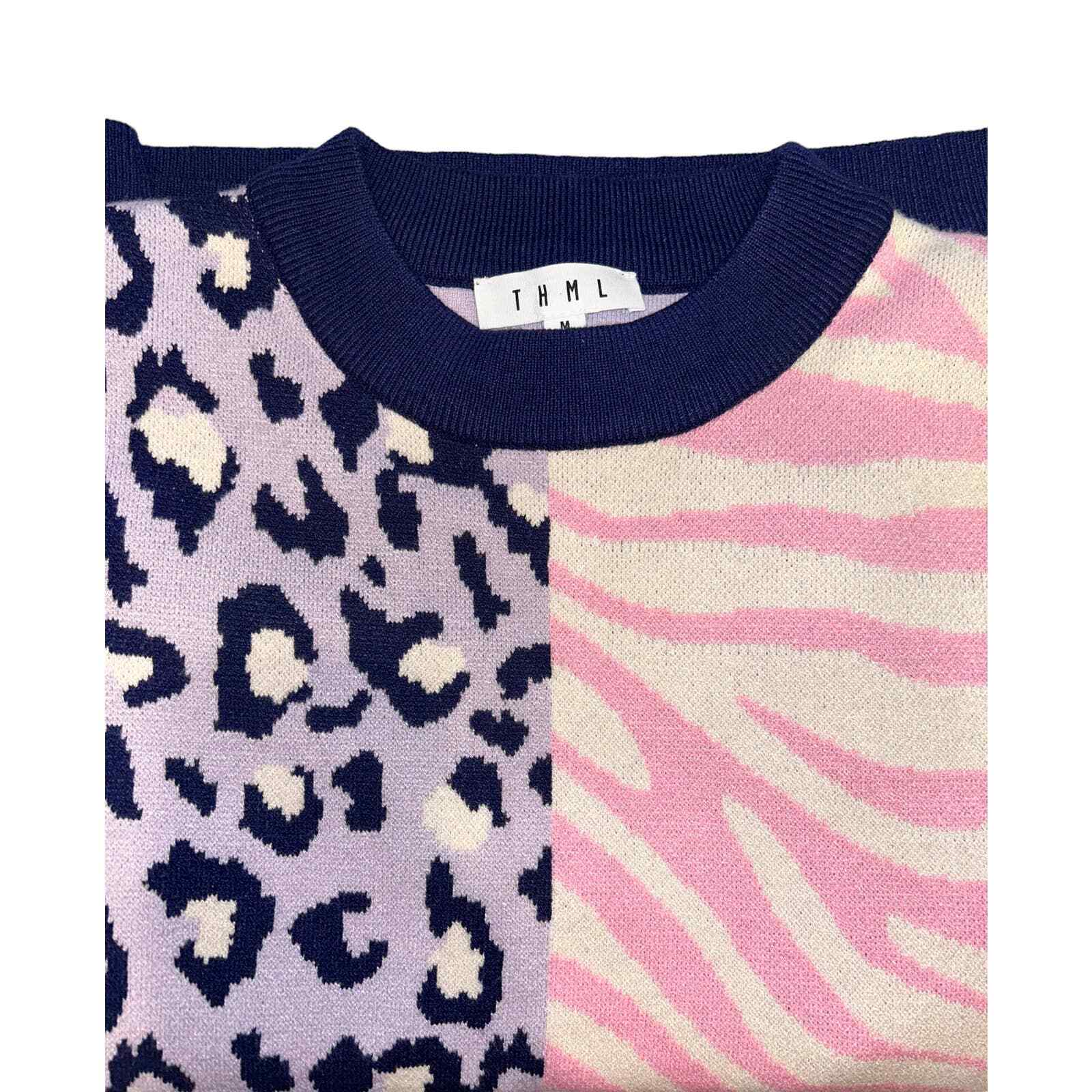 THML Too Wild Colorblock Mixed Print Sweater - Gem