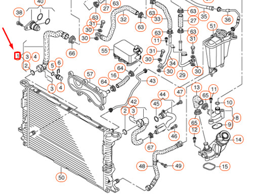 NEW AUDI A4 B8 RIGHT SIDE WATER RADIATOR HOSE 4G0121049L OEM NO DUTY TO ...