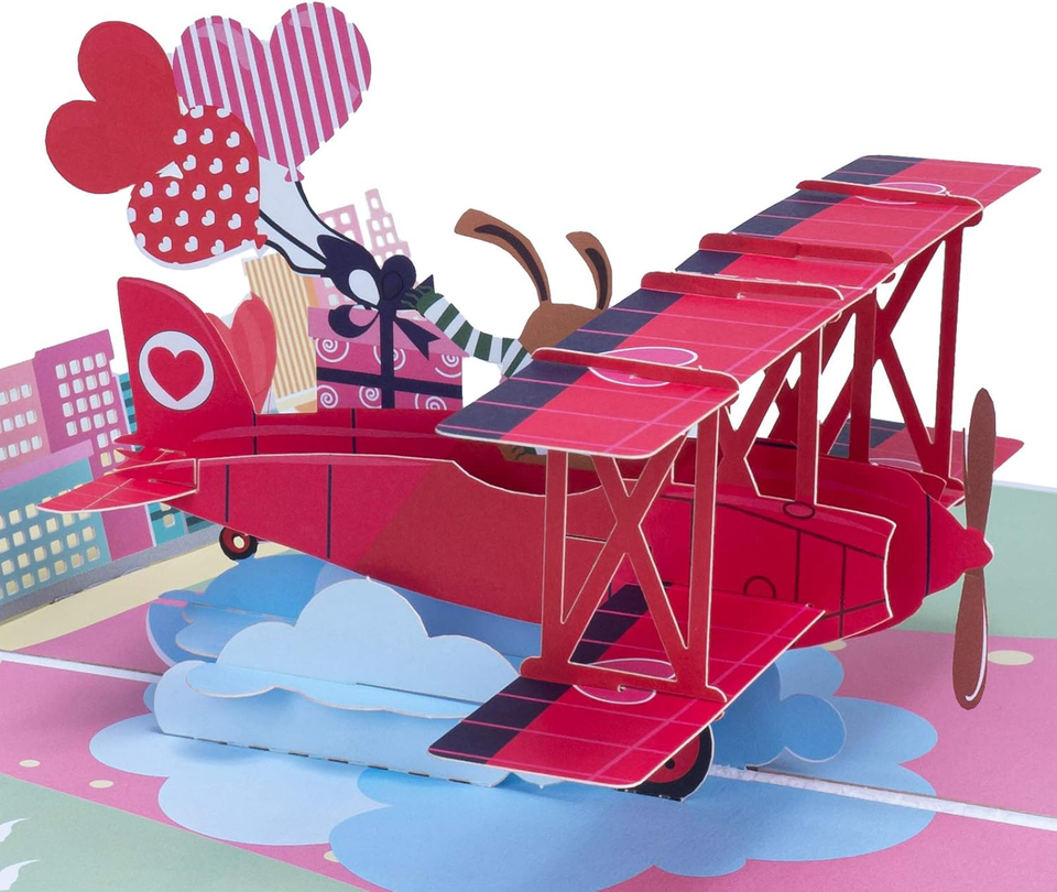 3D Pop up Valentines Day Card, Love Biplane, Handmade Popup Cards ...