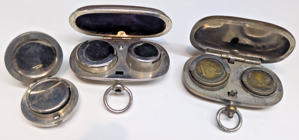 COLLECTION ANTIQUE SOVEREIGN COIN HOLDER CASE WALLET LEATHER PURSE LOT ...