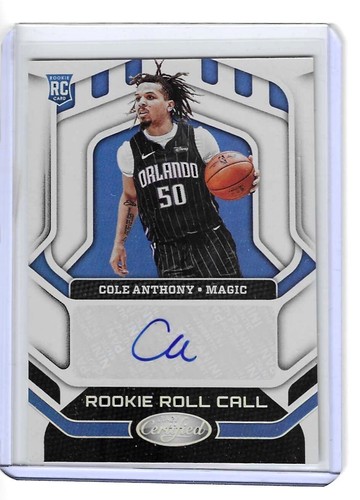 Cole Anthony 2020-21 Panini Certified Rookie Roll Call Auto Orlando ...