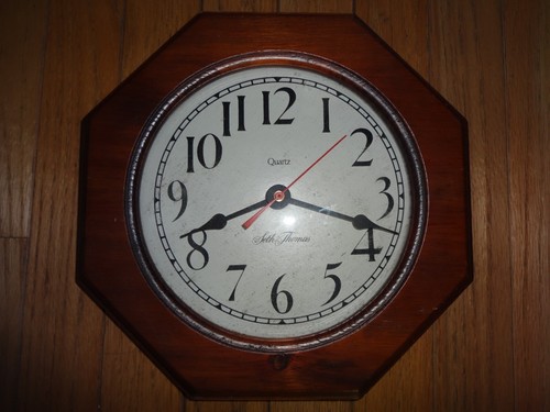 Vintage Seth Thomas Octagon Wall Clock Wood Frame Glass Face 10 1/4" x ...