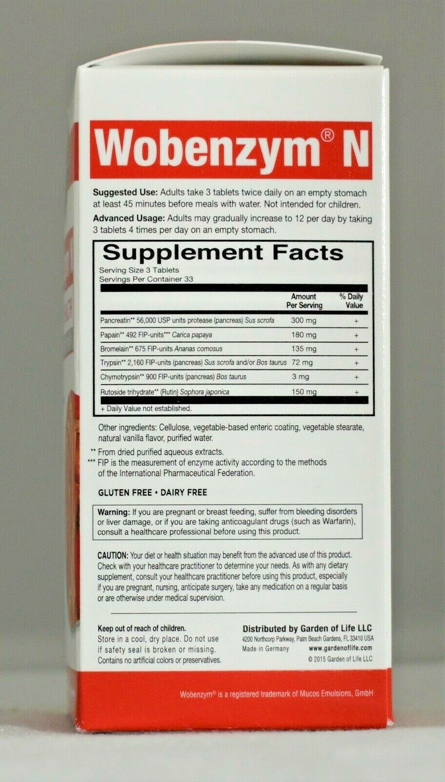 Wobenzym N 100 Tablets for Joint Health Anti-Inflammatory Arthritis ...