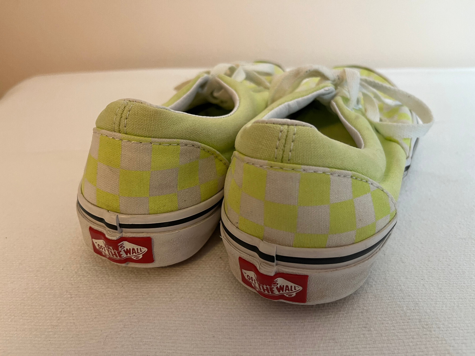 Vans Lime Green & White Checkerboard Sneakers Tennis … - Gem