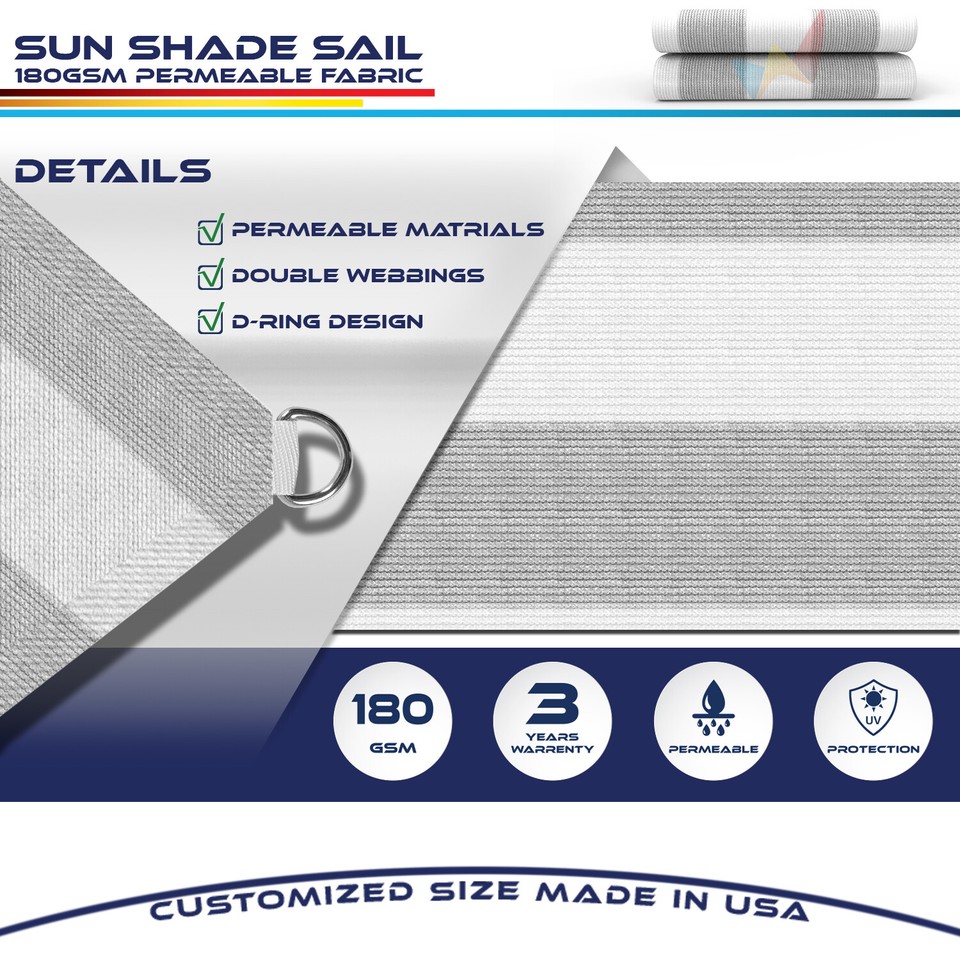 14FT Straight Edge Sun Shade Sail Breathable UV Blocker Patio Pool ...
