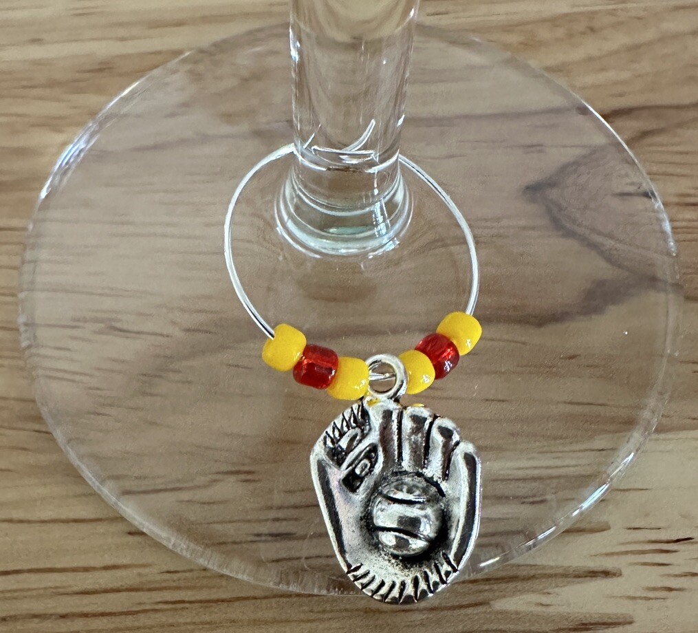 Baseball Wine Charms, Red Yellow Baseball Wine Charms, Baseball Fan🍷⚾️ ...