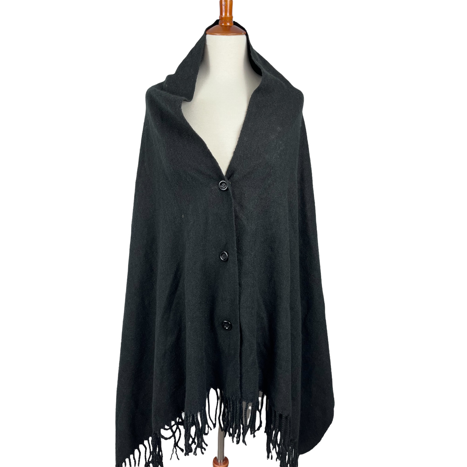 Alpine Swiss Women's Button Up Fringe Cape Long Scarf… - Gem