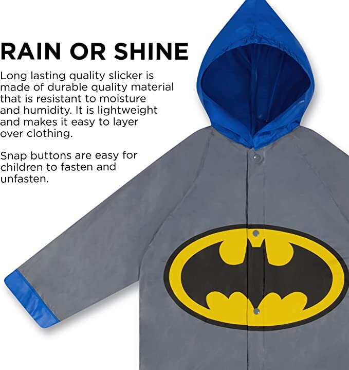 DC Comics Batman Kids Umbrella with Matching Rain Poncho for Boys Age 4 ...
