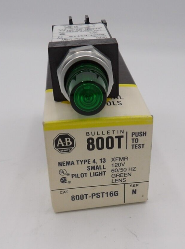 A-B 800T-PST16G PILOT LIGHT, 120V, GREEN LENS, TYPE 4-13, CLASS1 DIV2 ...