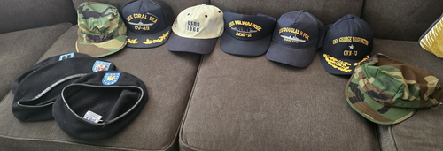 10 MILITARY HAT LOT BERET BALL CAPS USMC CAP ARMY NAVY NICE COLLECTION ...