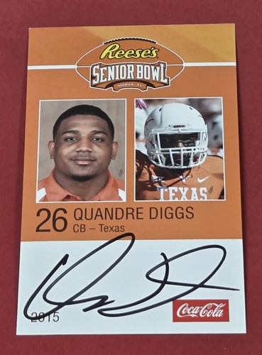 Quandre Diggs RC Auto 2015 Senior Bowl Texas Longhorns Signed Seattle ...