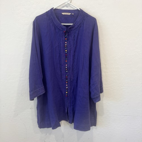 Soft Surroundings Purple Tunic Womens 3X Colorful Accents Zippered ...