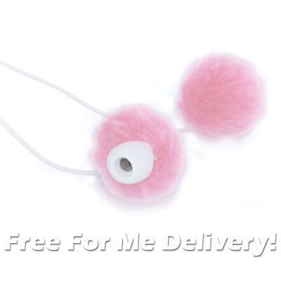 POM POM EARBUDS -PINK - Stereo Phone MP3 Faux Fur Earphones **FREE ...