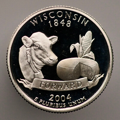 2004-S Wisconsin State Quarter Proof 90% Silver .1808 oz Cow Corn ...