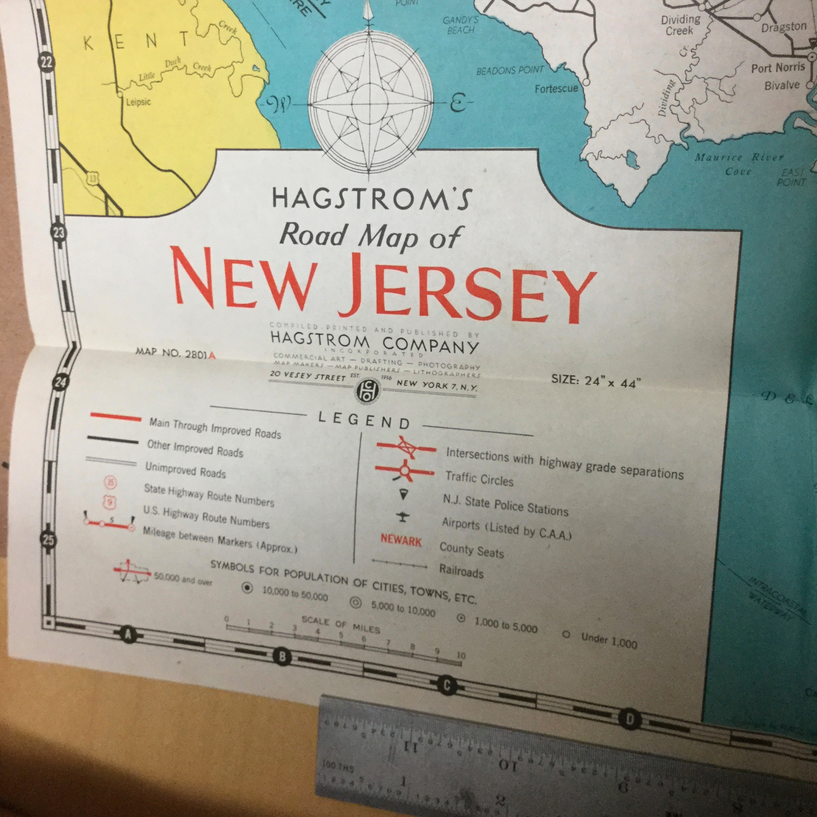 Vintage Original Map: HAGSTROM'S map of NEW JERSEY old undated 1950s | eBay
