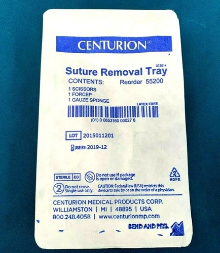 Centurion Suture Removal Tray Scissors, Forcep, Gauze Sponge | eBay