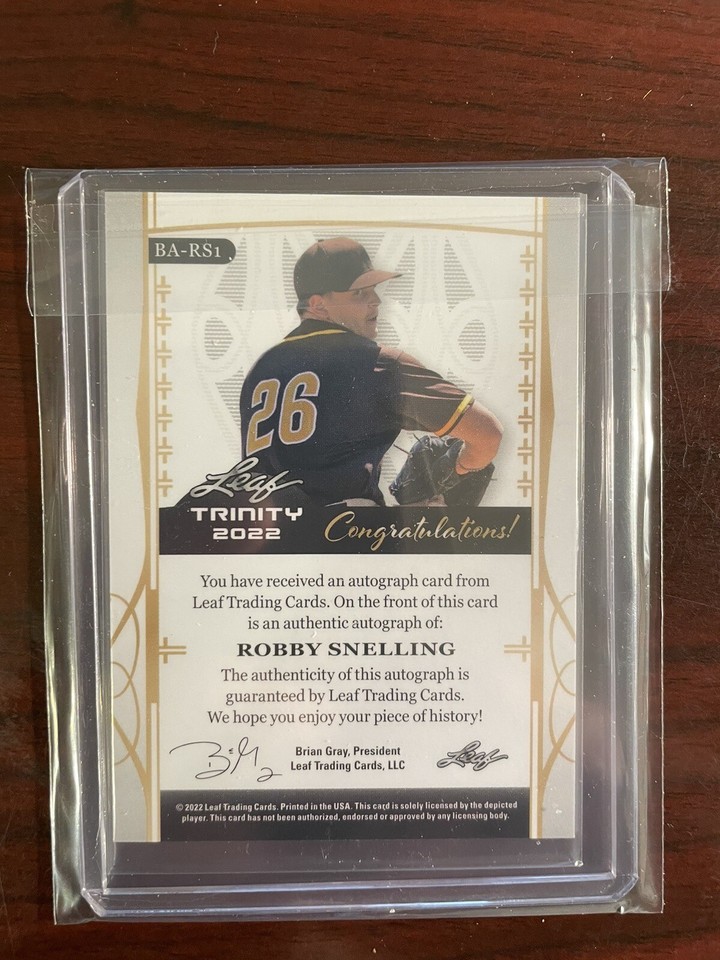 Robby Snelling 2022 Leaf Trinity Baseball San Diego Padres Autograph 40 ...