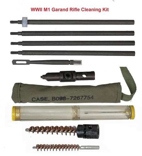 USA M1 Garand Rifle Cleaning Kit Set W/Brush 8-32 TPI 5PC Rod in Green ...