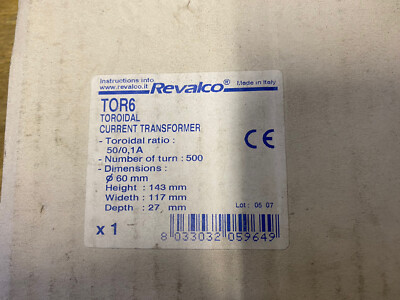 Ring Core CT Current Transformer Cable Dia: 60mm Model: TOR6 Revalco | eBay