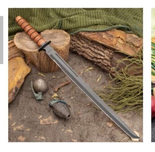 HF KNIVES 24" Ka-Bar SWORD Replica Fighting Fixed Blade Knife LEATHER ...